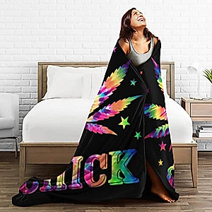 Stoner Chick 420 Weed Leaf Marijuana Pot Leaf Adult Kids Fleece Blanket Throw Blanket for Bedding Living Room Decor Sofa Blanket 80"X60"