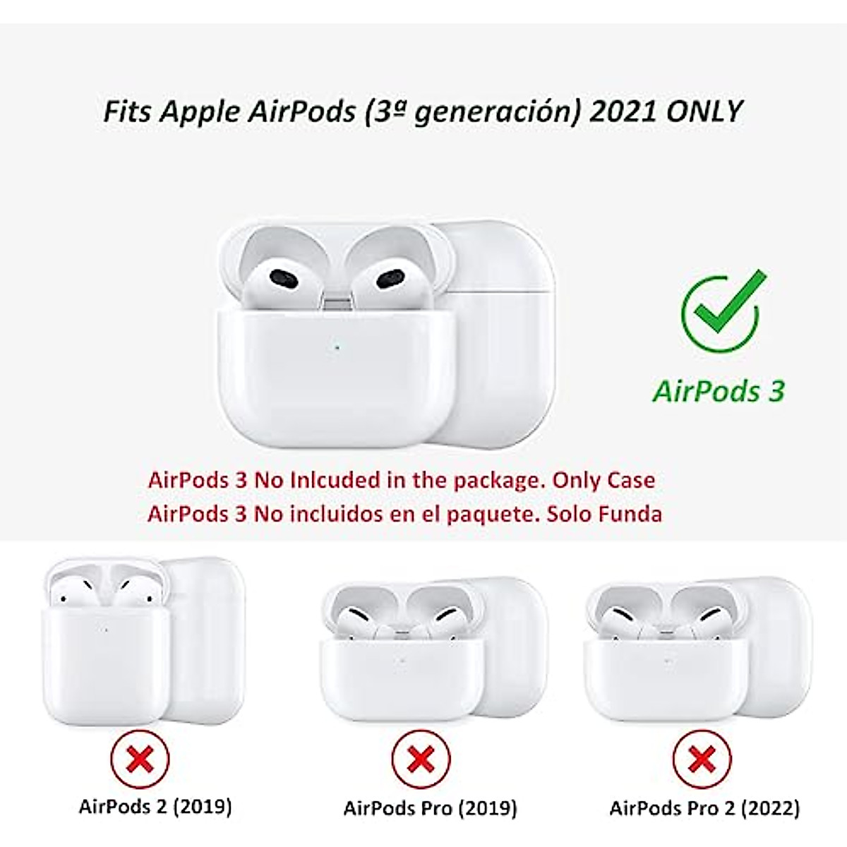 USTIYA Case for AirPods 3 Clear 2021 Protective Cover Transparent Key Chain Strap Protection Wireless Charging