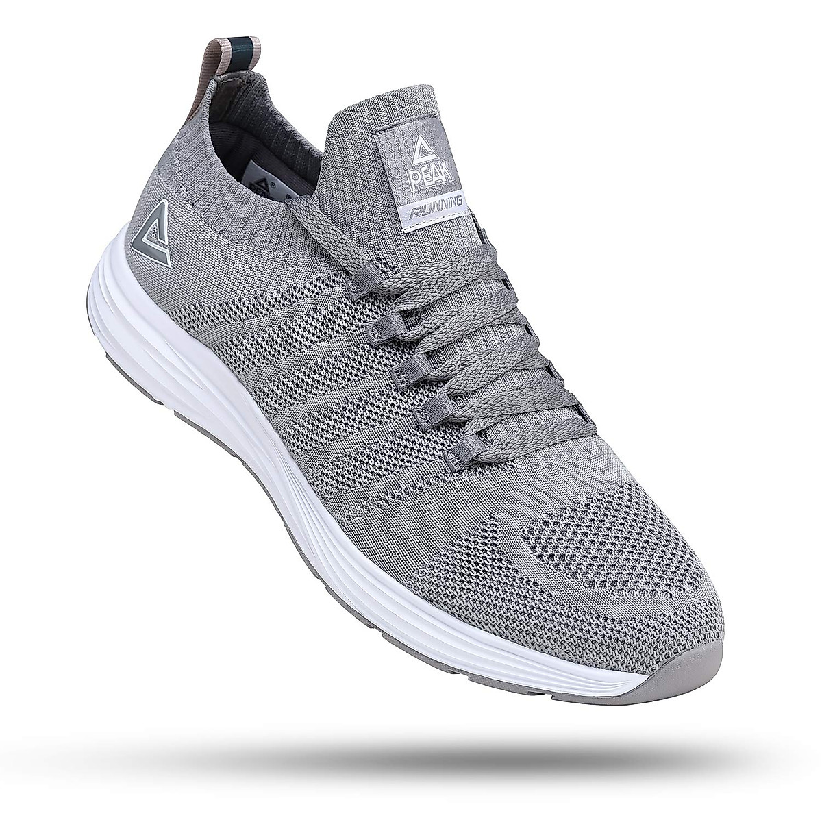 PEAK Mens Lightweight Walking Shoes Comfortable Slip On Sports Sneakers for Tennis, Gym, Running, Casual Workout Grey