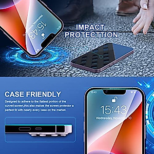 ImpactStrong Shatterproof for iPhone 13 Pro Max/iPhone 14 Plus Tempered Glass Screen Protector [Easy Installation Frame] [Bubble Free] [9H Hardness] Case Friendly, 6.7 Inch - (3-Pack)