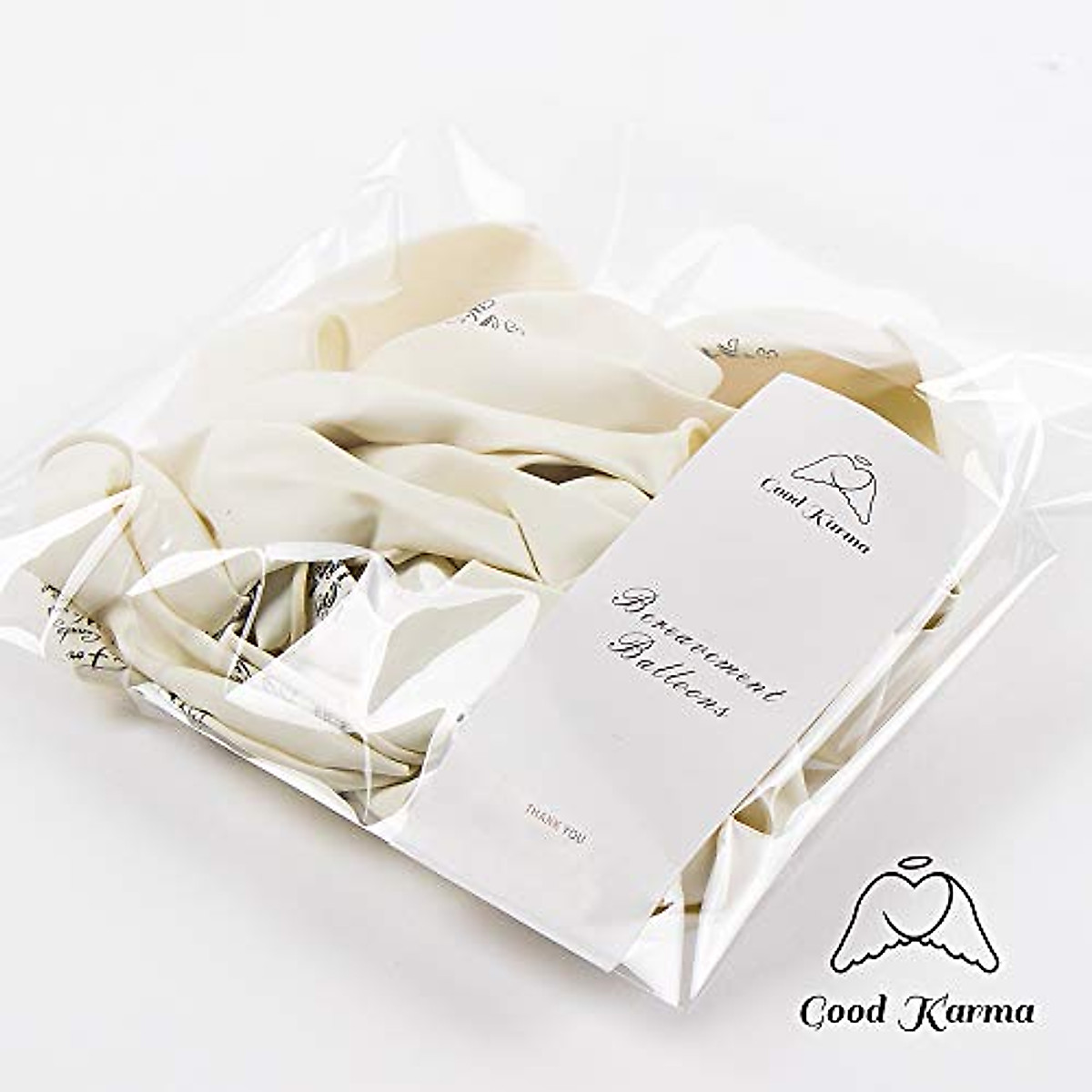 Good Karma Studio | 30 Biodegradable Balloons | Memorial Balloons Pack | White Celebration of Life Balloons