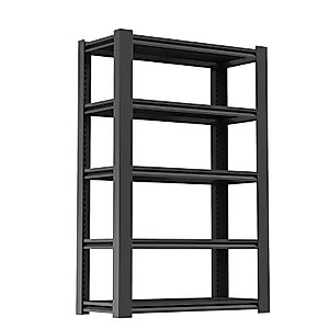 FLIXELIO 72" H Garage Shelving Heavy Duty Storage Shelves, 5 Tier Adjustable Steel Storage Racks for Garage, 2500LBS Load Metal Industrial Shelving Units, Utility Shelf Rack (72"*35.4"*15.7")