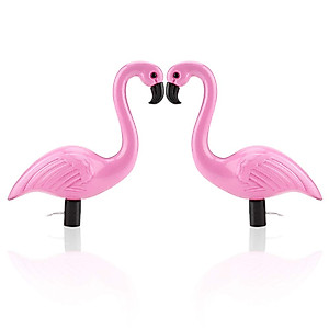 Yosoo- Solar Flamingo Garden Light, 2 Pack Pink Flamingo Solar Powered Outdoor LED Lawn Light Decorative Stake Lamp Pink Flamingo Yard Ornament Stakes for Garden Yard Pathway