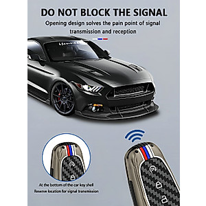 YONUFI for Ford Key Fob Cover Case Metal Shell Car Smart Key Holder Keychain Compatible for Escape Focus Taurus Explorer Flex C-Max Edge Expedition Lincoln MKX MKS MKT (FDK-Carbon Fiber)