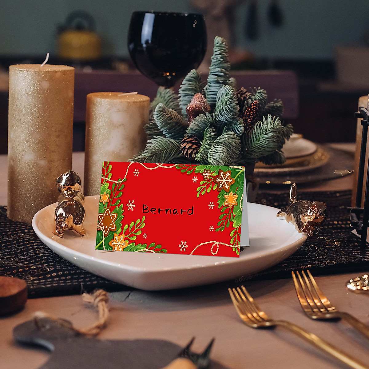 Christmas Table Place Cards, Xmas Seating Place Cards for Tables, Holiday Party Tent Cards, Food Tent Labels for Christmas Party, Scored for Easy Folding, 25 Pack(05)