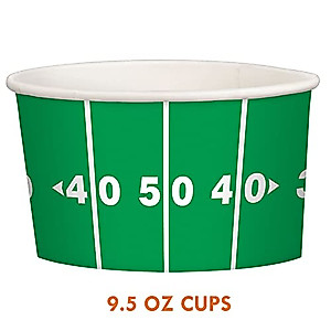 Football Party Supplies - Paper Chili Food and Snack Bowls and Brown Plastic Spoons (Serves 16)