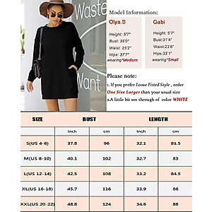 LuckyMore Sweatshirt Dress Women Casual Long Sleeve Tunic Dresses with Pockets Trendy Fall Winter Clothes Dark Green L