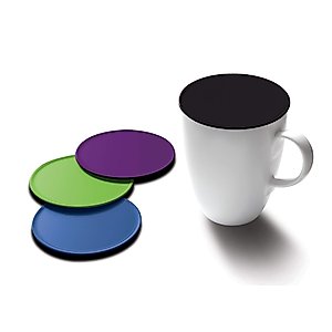 Drink Tops Tap and Seal Coffee and Tea Covers - Gently Suctions to Mugs to Keep Drinks Warmer Longer and Reduce Splashing - BPA Free Silicone Coffee Mug Cover - 4pk - Silo