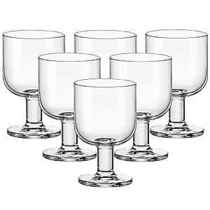 Bormioli Rocco Hosteria Set Of 6 Stackable Wine Glasses, 6.75 Oz. Goblet, Clear Tempered Glass, Made In Italy.