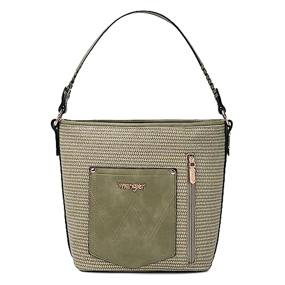 Wrangler Bucket Handbag for Women Weave Hobo Bag Western Shoulder Purse Basket Tote Medium Green WG79-G918GN