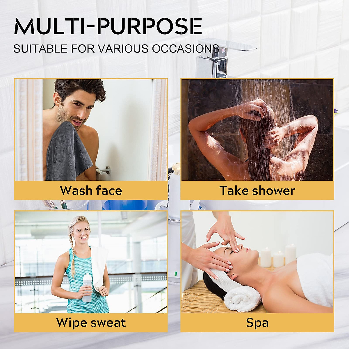 SINLAND Microfiber Hand Towels for Bathroom Super Soft Washcloth for Home Spa Sports Face Towels Hair Towels 16Inch x 30Inch White 3Pack