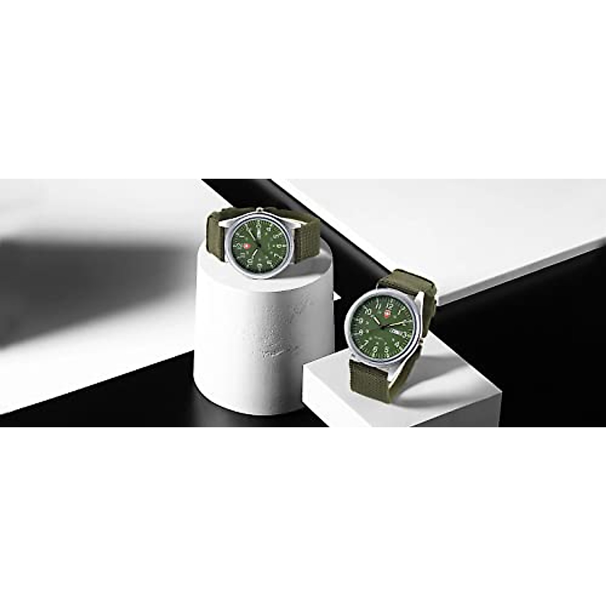 Gosasa Unisex Military Watches Sport Textile Nylon Strap Luminous Fashion Watch Analog Display Quartz Waterproof Casual Wristwatch (Green 2)