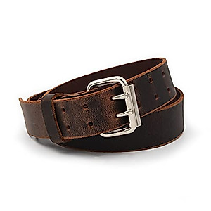 Double Down Leather Belt | Made in USA | Brown Leather Belt for Men | Two Prong Mens Work Belt | Size 36