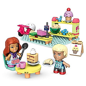 Mega Barbie Toy Building Set, Bakery with 1 Barbie and 1 Ken Micro-Doll, 2 Barbie Pet Birds and Accessories, Easy to Build Set for Ages 4 and Up