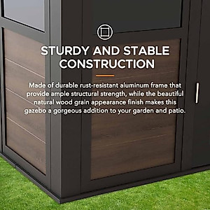 Sunjoy Outdoor Sunroom 11 ft. x 11 ft. Black Hardtop Gazebo, Rust-Resistant Aluminum Sunroom Multipurpose Studio/Hot Tub Shelter with PC Board Skylight and Mute Lock Doors by SummerCove