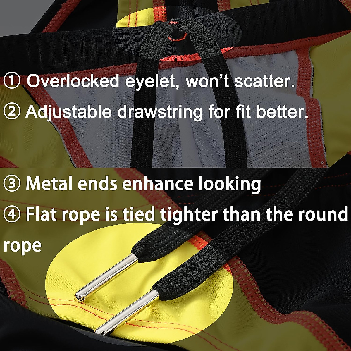 SUMABA Mens Swim Briefs with Drawstring Color Block Sexy Bikini Swimsuit Quick Dry Beach Swimwear Fashion Printed Black Yellow Swimming Suit Large Male Bathing Suit