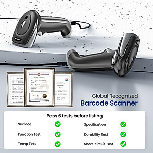 Eyoyo 2-Pack Wired USB Barcode Scanner,Military-Grade Drop Tested Ergonomics 2D&1D Bar Code Scanner Reader,Compatible with Computer, Laptops,Plug and Play Handheld for Library, Supermarket,Warehouse