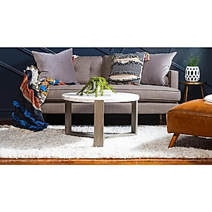 Unique Loom Hygge Shag Collection Modern Moroccan Inspired, Plush & Cozy Area Rug, 9 ft x 12 ft, Ivory/Tan