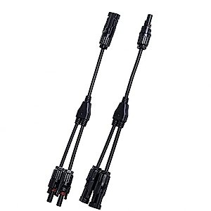 Kimystam Solar Connectors Splitter with Wire IP67 Waterproof Y Branch Parallel Adapter Cable Wire Plug Tool Kit for Solar Panel Parallel Connection 1 Pair MMF+FFM…
