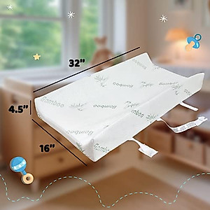 Truwelby Changing Pad, Waterproof Bamboo Cover Contour Diaper Changing Pad for Dresser Top, Baby Changing Table Pad Cover Hypoallergenic Washable