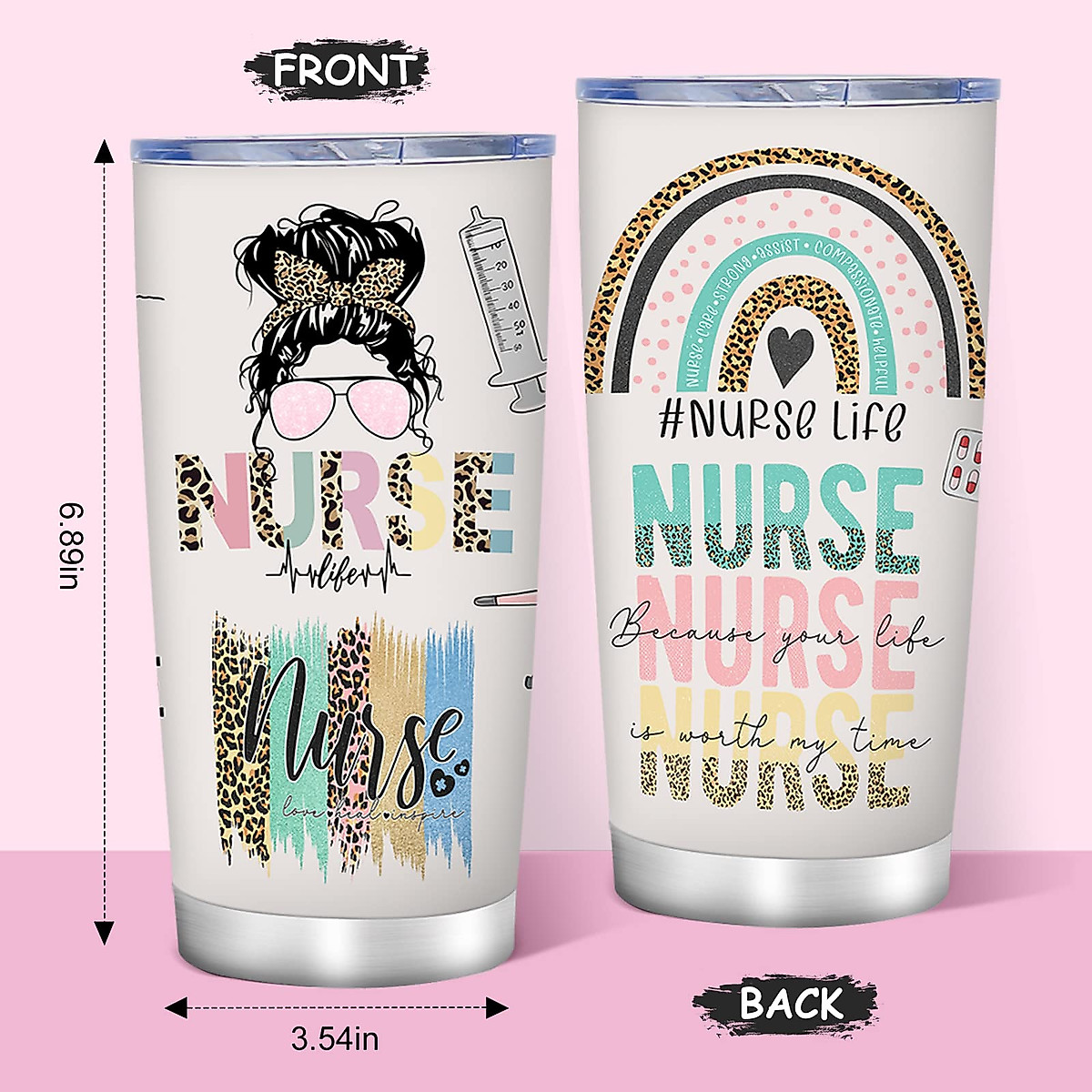 AYGE Nurse Gifts for Women, Nurses Week Gifts 2024- Thoughtful Nurse Appreciation Gift Set - Includes Stainless Steel Tumbler, Candle, Keyring, Bath Bomb, Badge Holder Reel, and Greeting Card