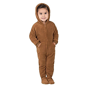 Footed Pajamas - Family Matching Chocolate Brown Hoodie One Pieces for Boys, Girls, Men, Women and Pets - Infant - Medium (Fits 3-6mos.)
