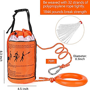 NTR Water Rescue Throw Bag with 70 Feet of Rope in 3/10 Inch Tensile Strength Rated to 1844lbs, Throwable Device for Kayaking and Rafting, Safety Equipment for Raft and Boat