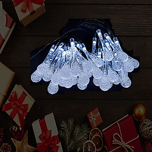 Outdoor Solar String Lights,30 LED Water Drop Solar Lights with 8 Modes,Waterproof Solar Powered Raindrop Lights for Garden Yard Porch Wedding Party Decor -Cold White
