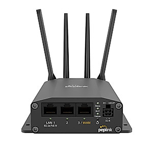 Peplink Cellular Router MAX BR1 Mini - LTE (CAT 7) WiFi Router | LTE Cellular Modem | 3 Ethernet LAN, Built-in WiFi | Redundant SIM Slots, Built-in eSIM | Upgradeable to Dual WAN | VPN capable