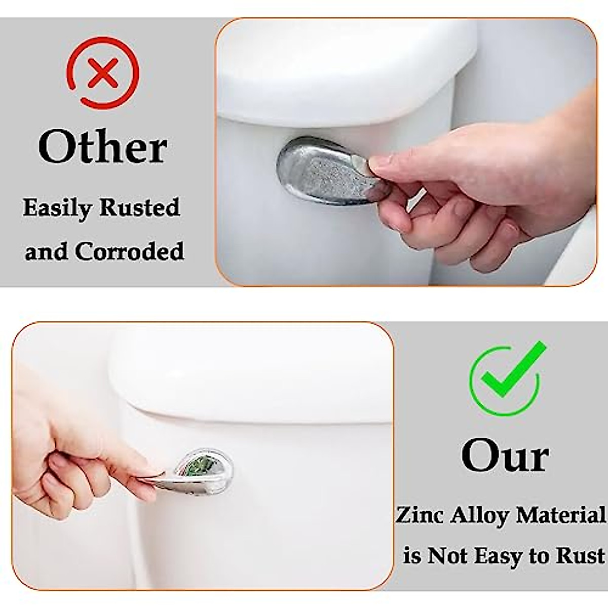 HONSNKS Toilet Tank Flush Lever Replacement, Universal Front Mount Handle Toilet Tank Trip Lever for Most Side Mount Toilets Tank (1 Pieces, Chrome Finish)