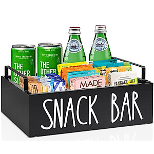 Y&ME YM Snack Organizer for Home & Kitchen Organization, Wooden Pantry Storage Bins with Handles, Snack Organizer for Pantry, Countertop, Kitchen, Party, Snack Storage Basket for Chips, Packets.