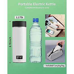 AIRMSEN Travel Electric Kettle with 6 Temperature Control, 4 Keep-Warm Modes - 500ml Portable Water Boiler Built-in 316 Stainless Steel - Mini Hot Water Kettle for Tea, Milk, Coffee - White