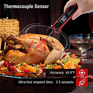 ThermoPro TP620 Instant Read Meat Thermometer Digital, Cooking Thermometer with Large Auto-Rotating LCD Display, Waterproof Food Thermometer Digital for Kitchen, BBQ, or Grill