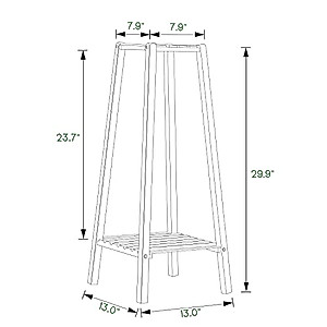 MoNiBloom Bamboo 2-Tier Tall Plant Stand Pot Vase Holder Flower Seasoning Display Shelf Rack Small Space for Patio Garden Balcony Yard Living Room, Brown