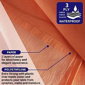 Dozobeede Paper Table Cloths for Parties Disposable 6 Pack 54" X 108" Rectangle 3 Ply Paper & Plastic Table Cover (Orange)