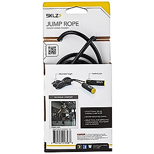 SKLZ Adjustable Jump Rope with Padded Grips , Black/Yellow