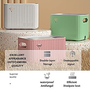 WiFi Router Storage Box,Large Wireless Router Rack, Cable Power Plug Wire Storage Boxes,Floating Shelf, Plug Row Hub Board Finishing Desktop Storage Box