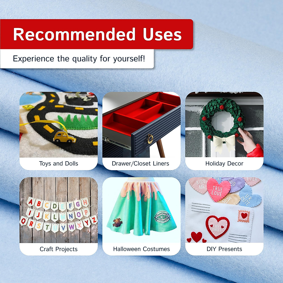 High Quality Craft Felt by The Yard 72" Wide X 1 YD Long - Kelly Green