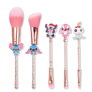 Interstellar Baby Makeup Brushes Set - 5Pcs Creative Stitch Theme Cosmetic Brushes Set, Premium Synthetic Foundation Eyeshades Brush Set Best Gift for Young Girl Women