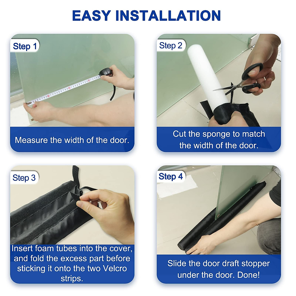 Adjustable Under Door Draft Stopper - Effectively Blocks Cold Air, Wind, Dust, and Reduces Noise - 30" Length