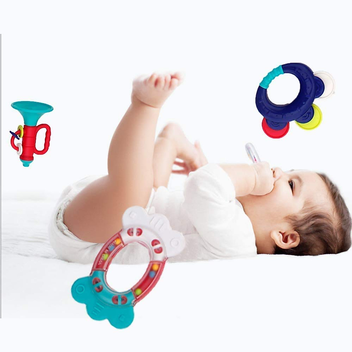 WISHTIME Baby Rattle Teether Baby Toys - 10pcs Shaker, Grab, Shaking Bell Rattle Set Infant Newborn Toys with Storage Box Gift for Babies 0 3 6 9 12 Months