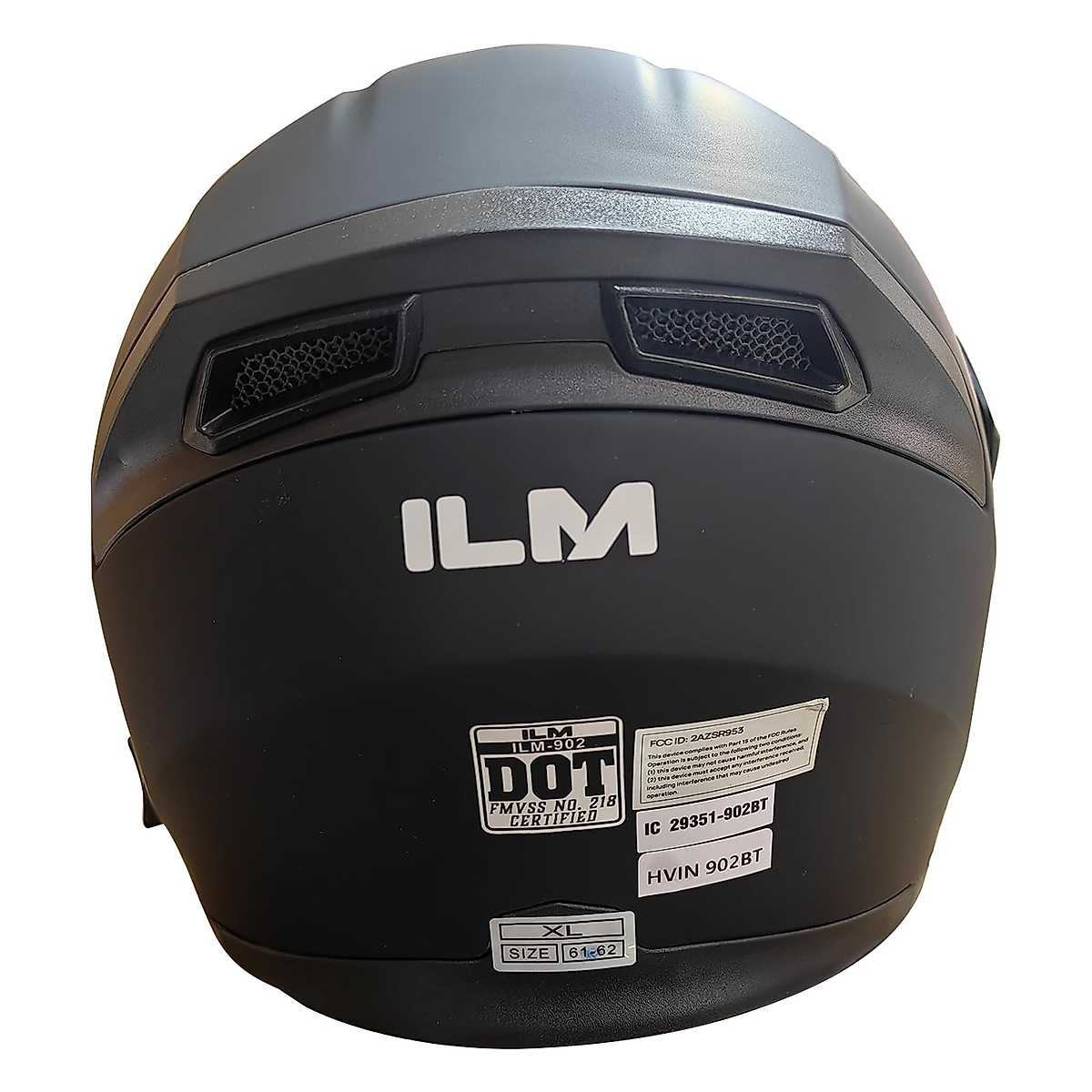 ILM Bluetooth Motorcycle Helmet Modular Flip up Full Face Dual Visor Mp3 Intercom FM Radio DOT Model 902BT(Matte Black, XL)