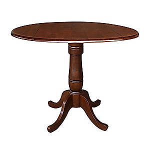 Pemberly Row 42" Round Dual Drop Leaf Pedestal Table - 35.5" H Espresso