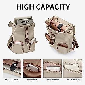 GOLF SUPAGS Laptop Backpack for Women College Computer Bag Work Travel Backpack Purse Fits 15 Inch Notebook (Apricot)