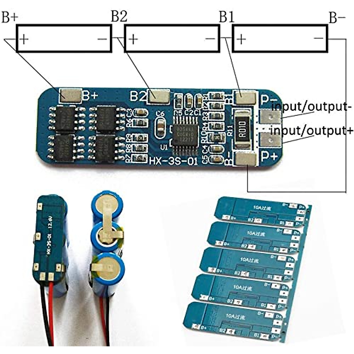 Songhe 3S 12V 10A 18650 BMS Li-ion Lithium Battery Charger Protection Module 18650 Charger Board Module 10.8V 11.1V 12.6V (5PCS)