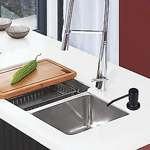 Built in Sink Soap Dispenser, Lotion Dispenser for Kitchen Sink Matte Black Refill from The Top Bar Sink Soap Dispenser with 12OZ Bottle