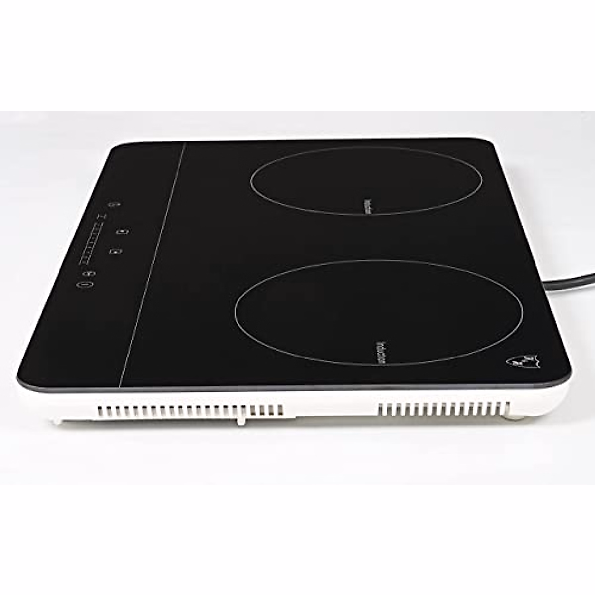 K&H 2 Burner Double Dual 24 Inch Induction ULTRA SLIM Electric Stove Top Ceramic Cooktop White 120V 1800W IN-DD18-120S