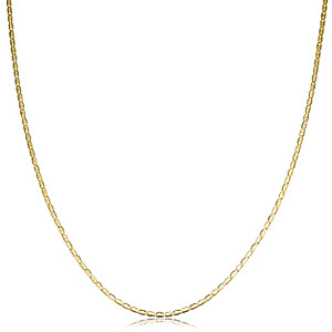 Kooljewelry 10k Yellow Gold Flat Oval Link Chain Necklace (1.4mm, 18 inch)