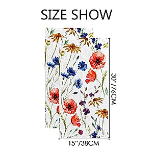 Vantaso Bath Hand Towels Set of 2 Spring Meadow Floral Soft and Absorbent Washcloths Kitchen Hand Towel for Bathroom Hotel Gym Spa