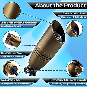 LED Spot Lights Outdoor 105 Landscape Light 7W MR16 LED Bulb - Solid Brass Metal Wall Light Security Lighting LED Yard Lights for Beautiful Bright Long Lasting Home Garden Patio Pool Lighting (4 Pack)